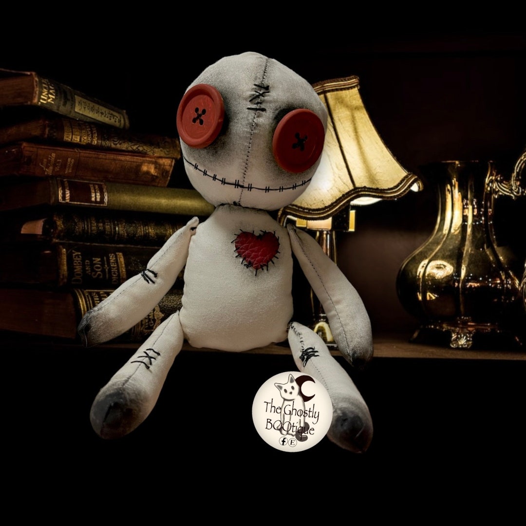Creepy Cute Vintage Looking Button Eyes Voodoo Doll , Rag Doll , Fabric ...