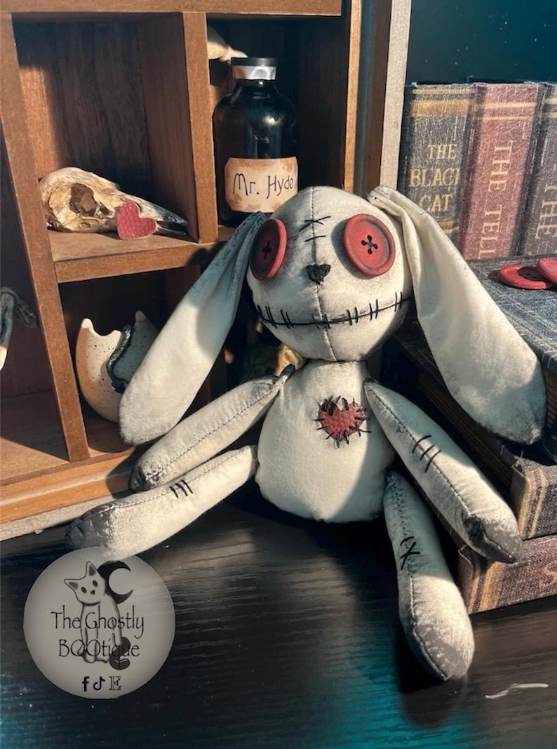 Creepy Cute Bunny Rabbit Vintage Looking Button Eyes Voodoo Doll , Rag ...