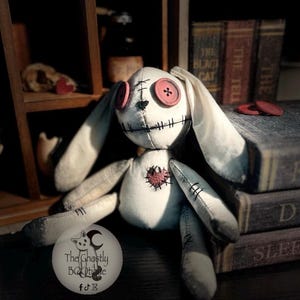 Creepy Cute Bunny Rabbit Vintage Looking Button Eyes Voodoo Doll , Rag ...
