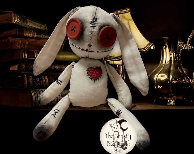 Creepy Cute Bunny Rabbit Vintage Looking Button Eyes Voodoo Doll , Rag ...
