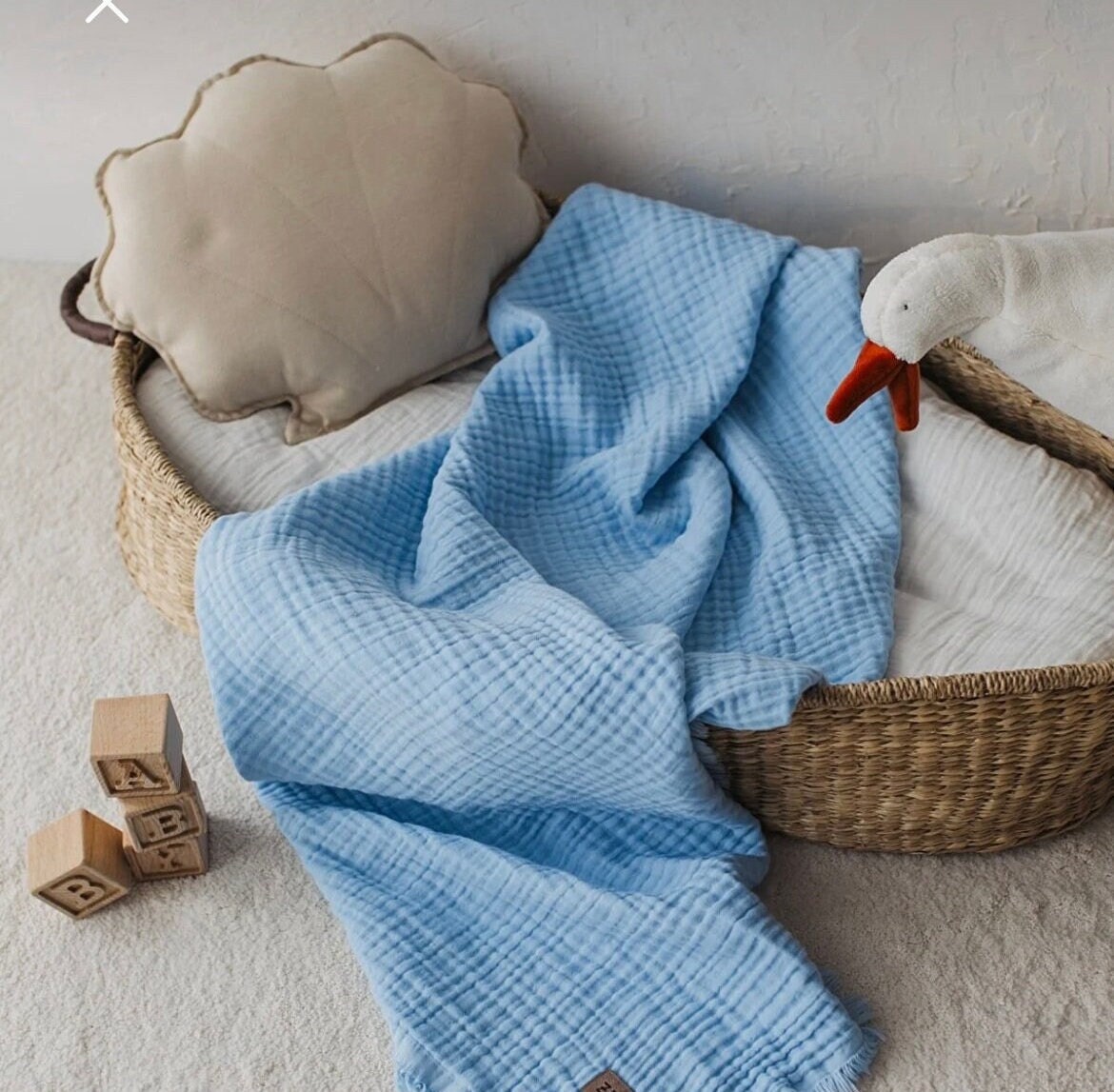 Baby Blue Soft Gauze Muslin 100% Cotton Baby Kids Luxury Muslin Blanket ...