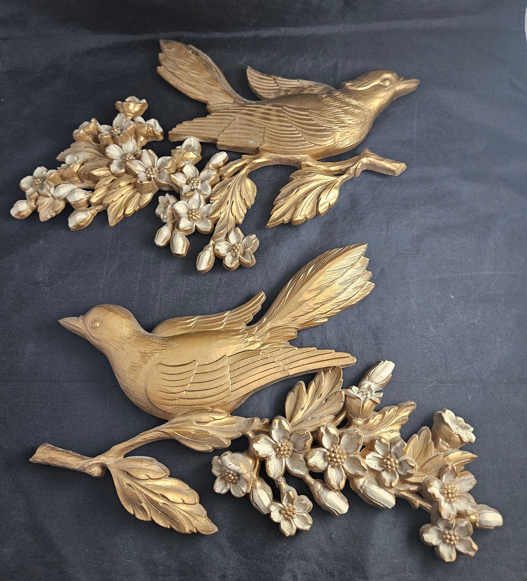 1967 Syroco Gold Birds Vintage Pair Wall Plaques Dogwood Branches ...