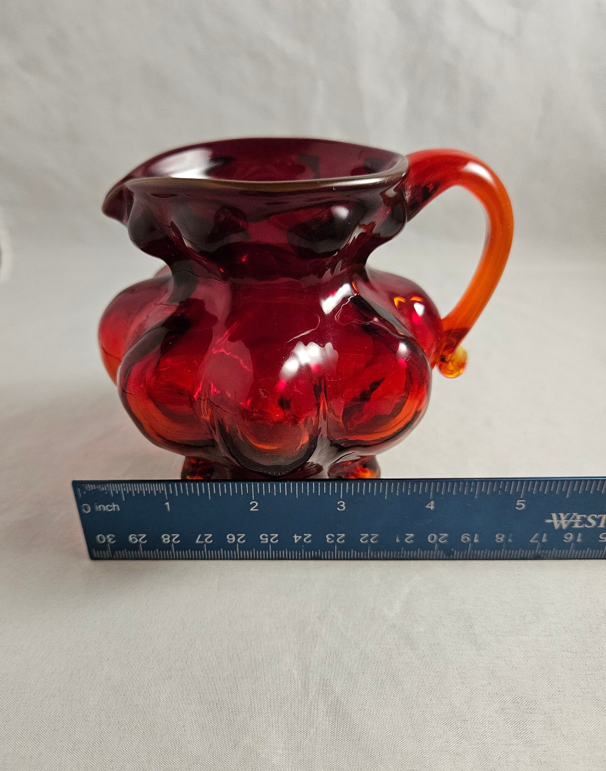 1960's Amberina Glass Mini Pitcher/creamer It Glows - Etsy