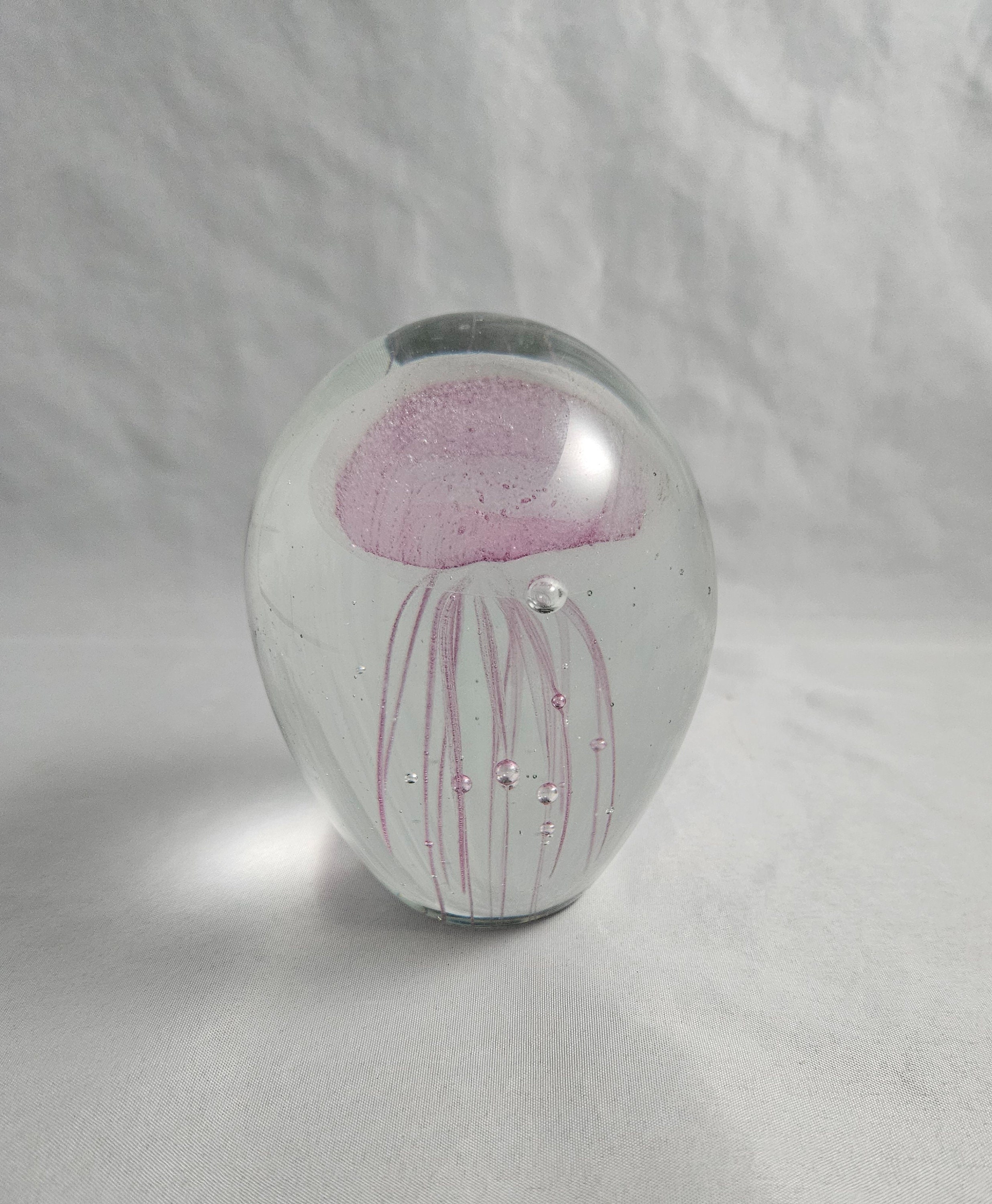 Dynasty Gallery Glass Art Pink Color Jellyfish Paperweight Glow in the ...