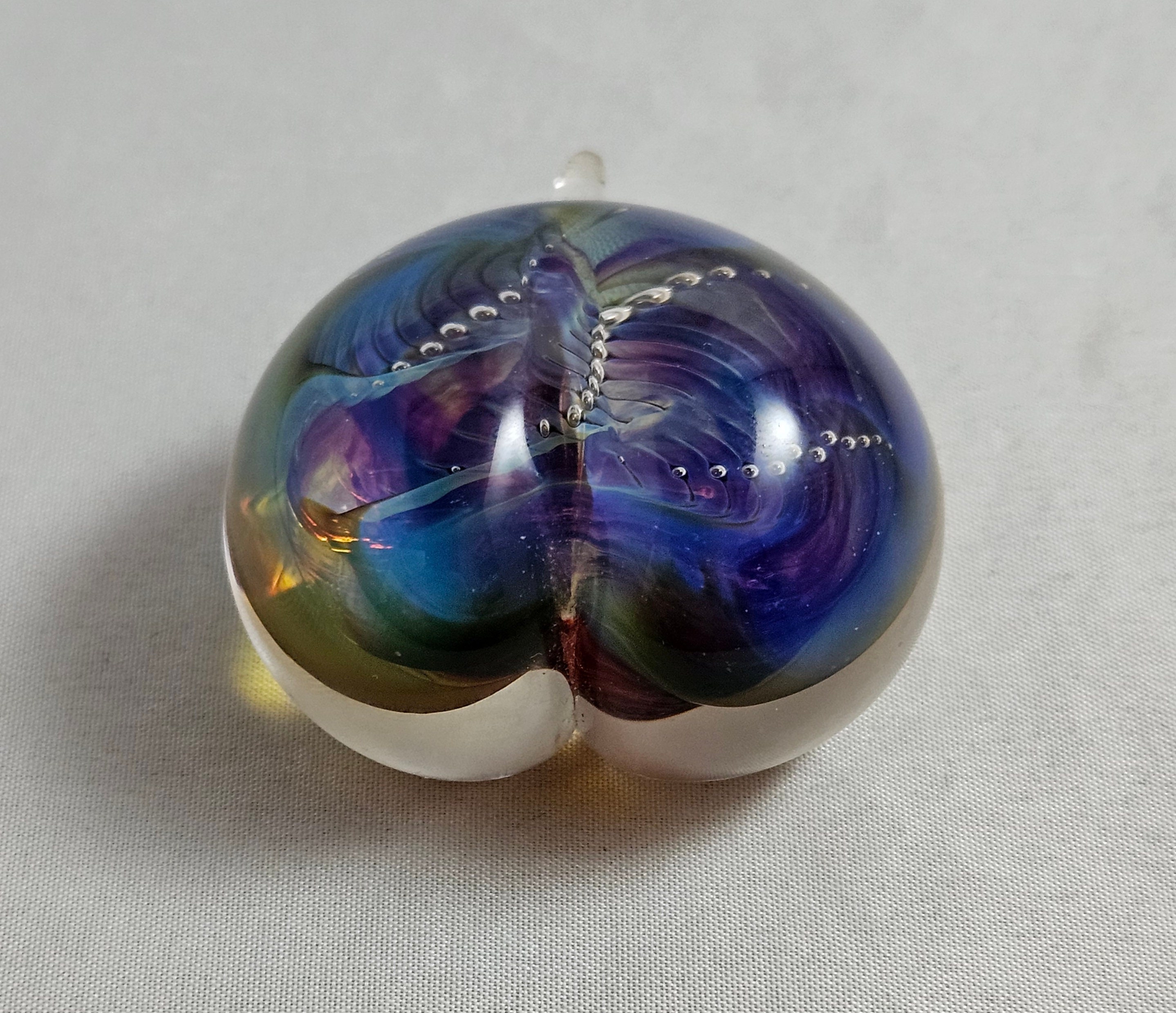 Glass Heart Bullicante Bubbles Dichroic-robert Burch Art Glass Studio ...