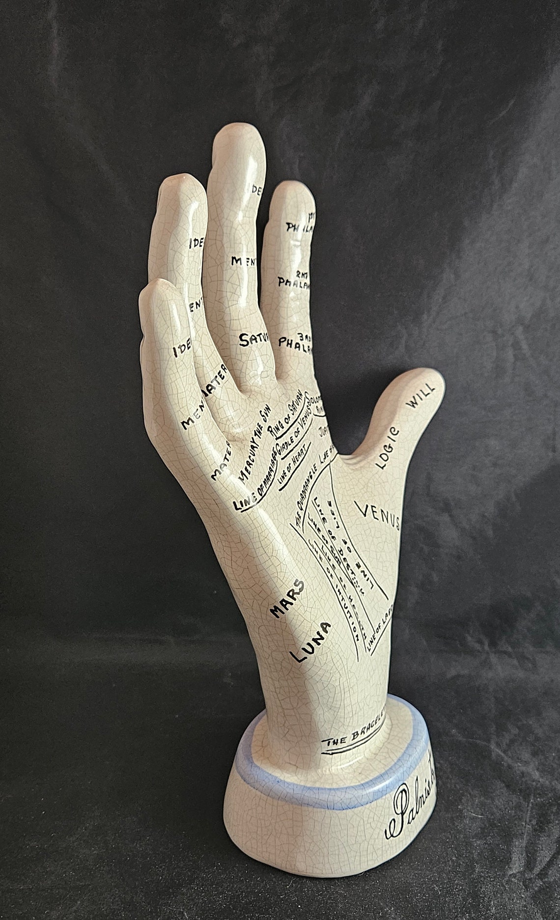 Figural Palmistry Reading Pottery Hand Crackle Finish Made in England ...