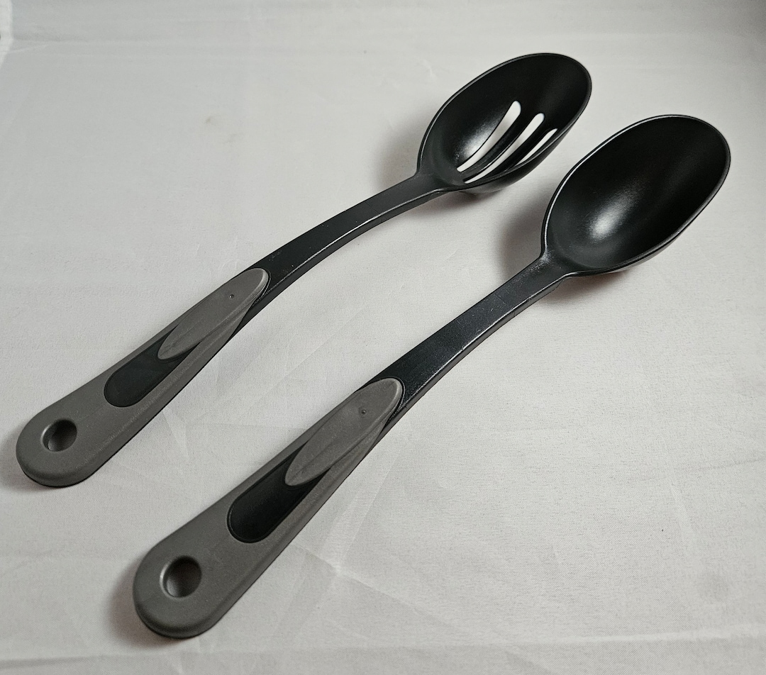 Vintage Tailor Made Products Slotted Spoon #5 and Spoon Black Nylon Plastic 11 3/4" - Etsy
