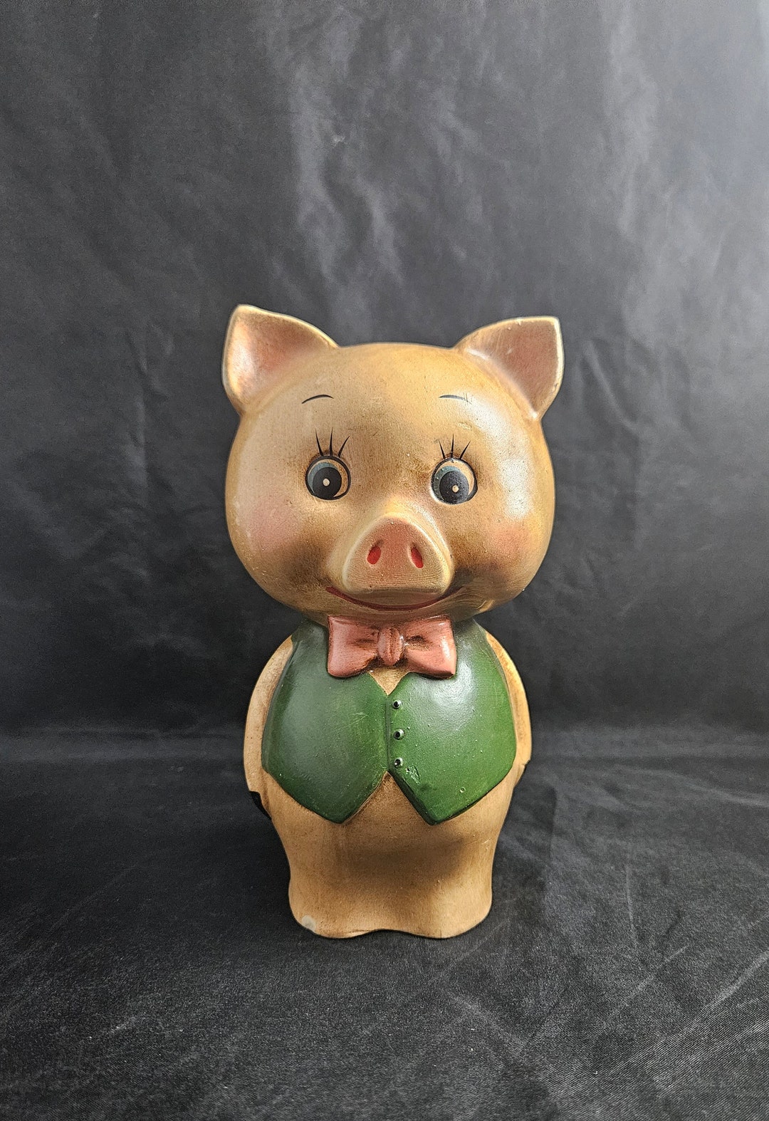 Vintage Painted Ceramic Piggy Bank Chalkware Pig - Etsy