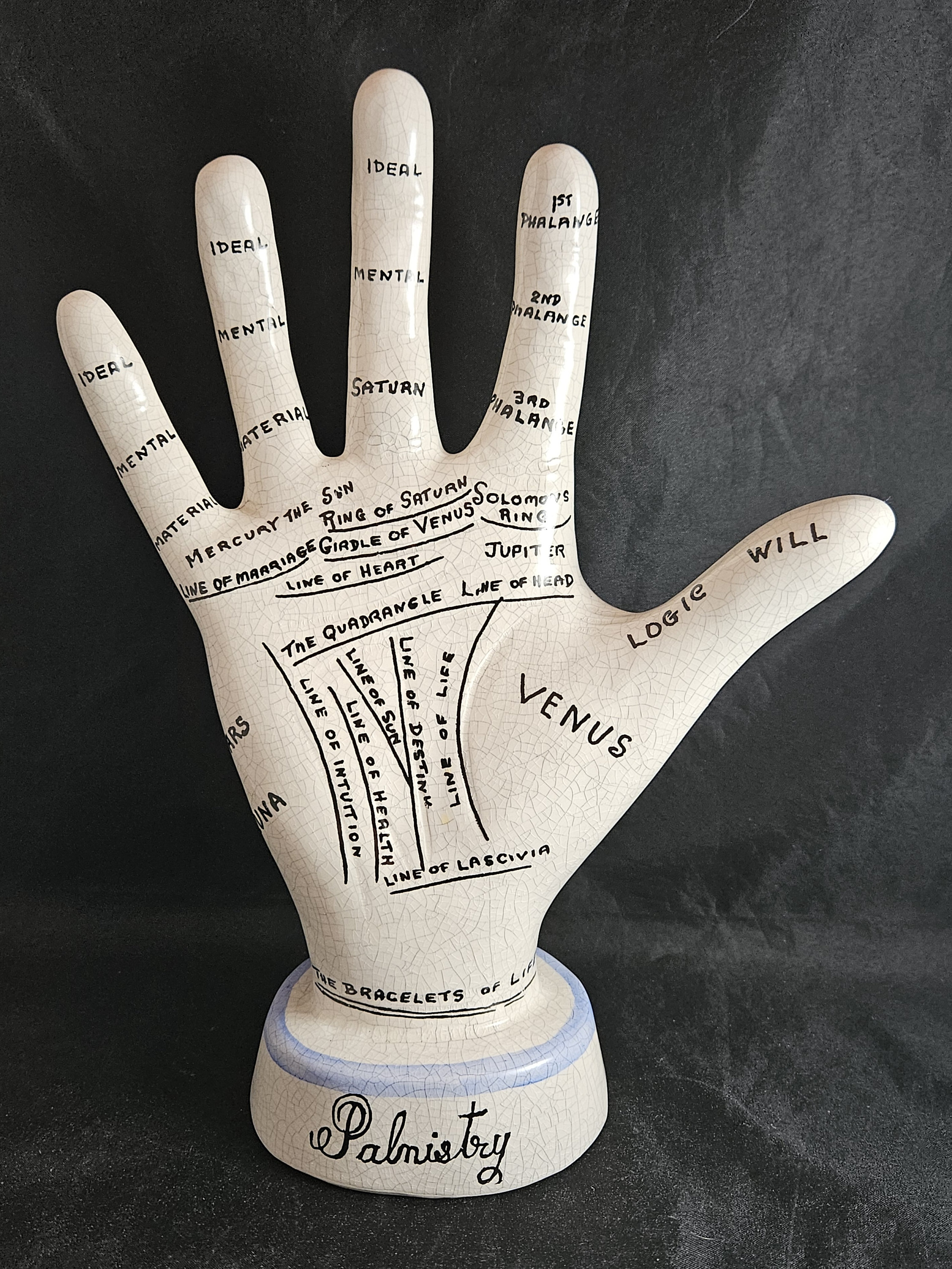 Figural Palmistry Reading Pottery Hand Crackle Finish Made in England ...