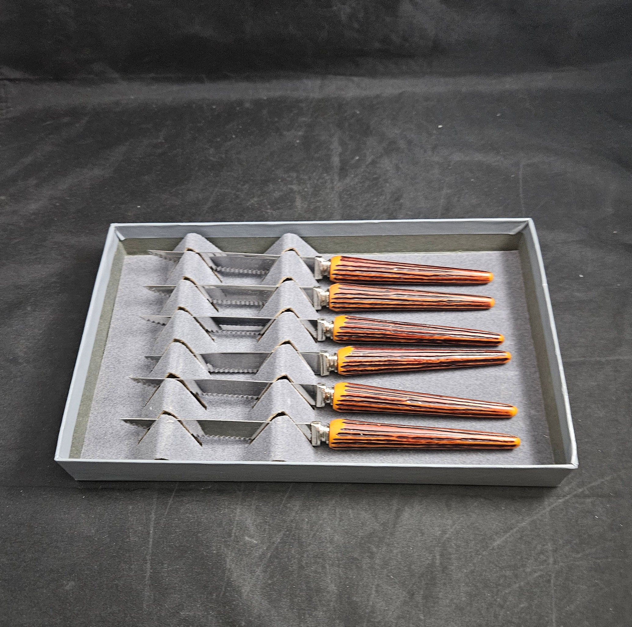 Vintage Sheffield England Bakelite Knives Faux Carved Wood Stag Horn ...