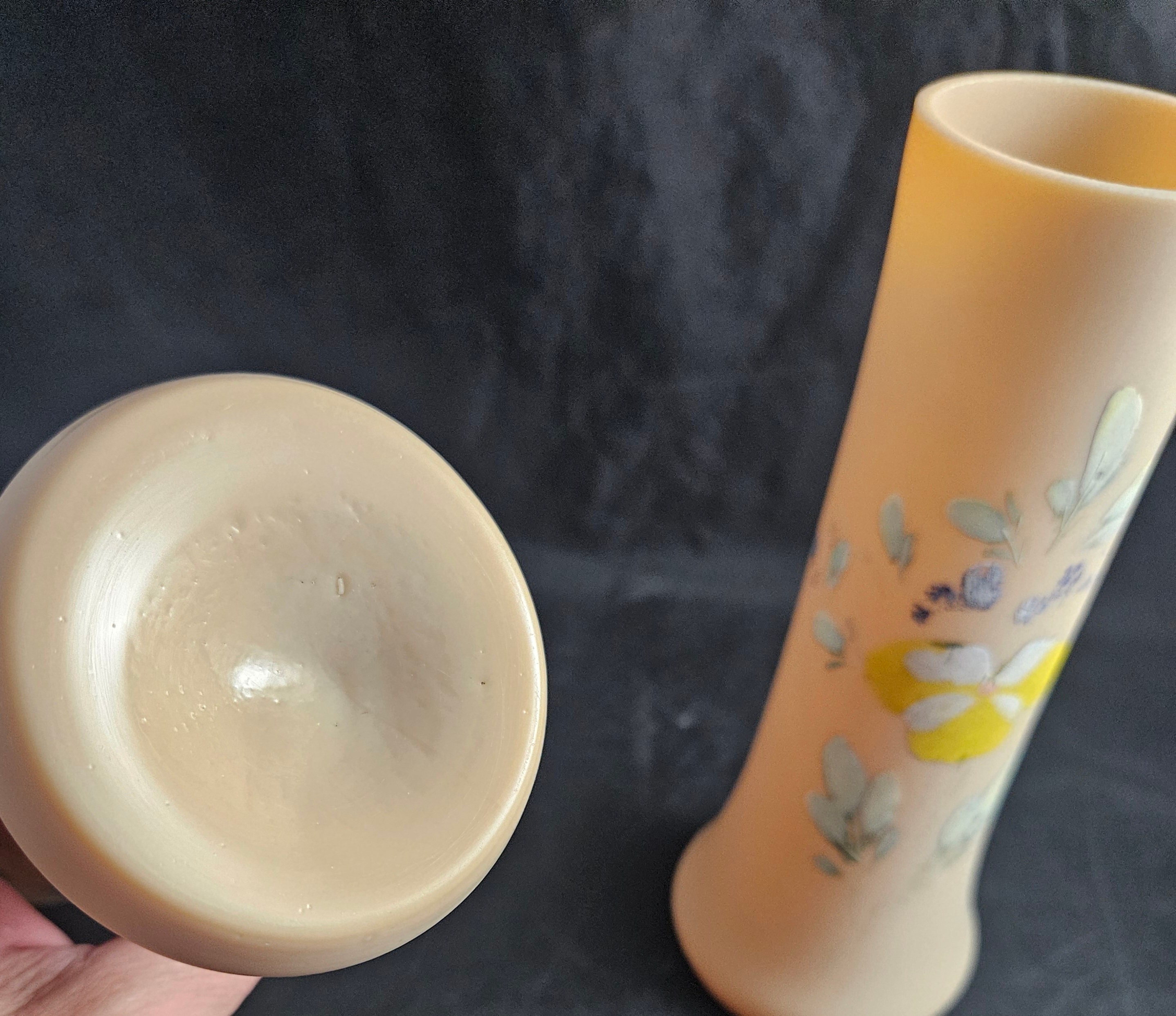 Beautiful Pair of Peach Opaline Vases With Floral Enameling - Etsy