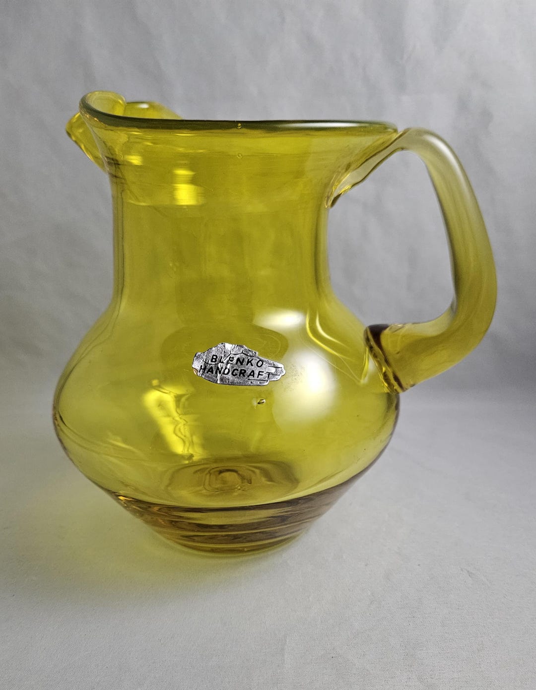 Beautiful Bright Blenko Lemon Yellow Handblown Glass Pitcher With ...
