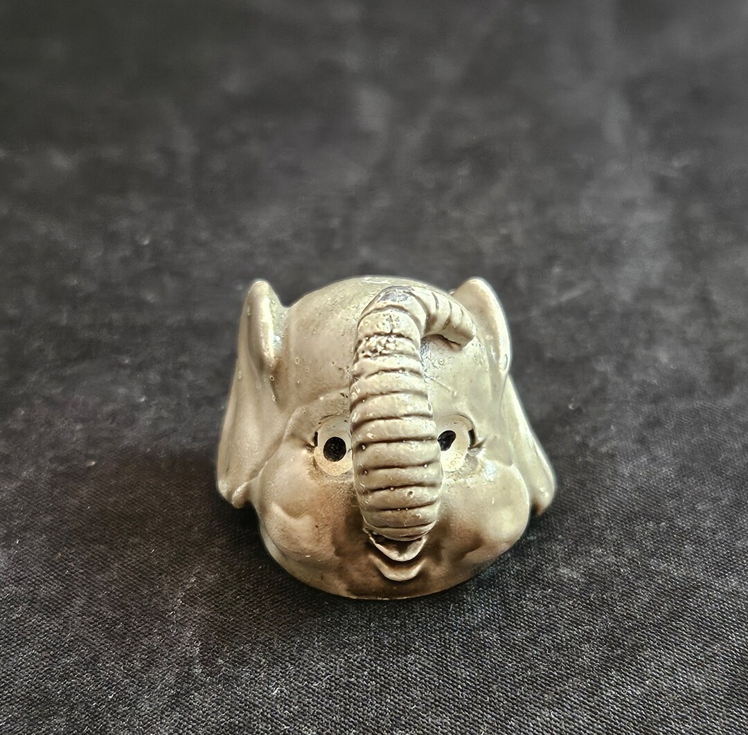 Vintage 80s SPOONTIQUES Pewter Miniature Happy Elephant Head Thimble ...