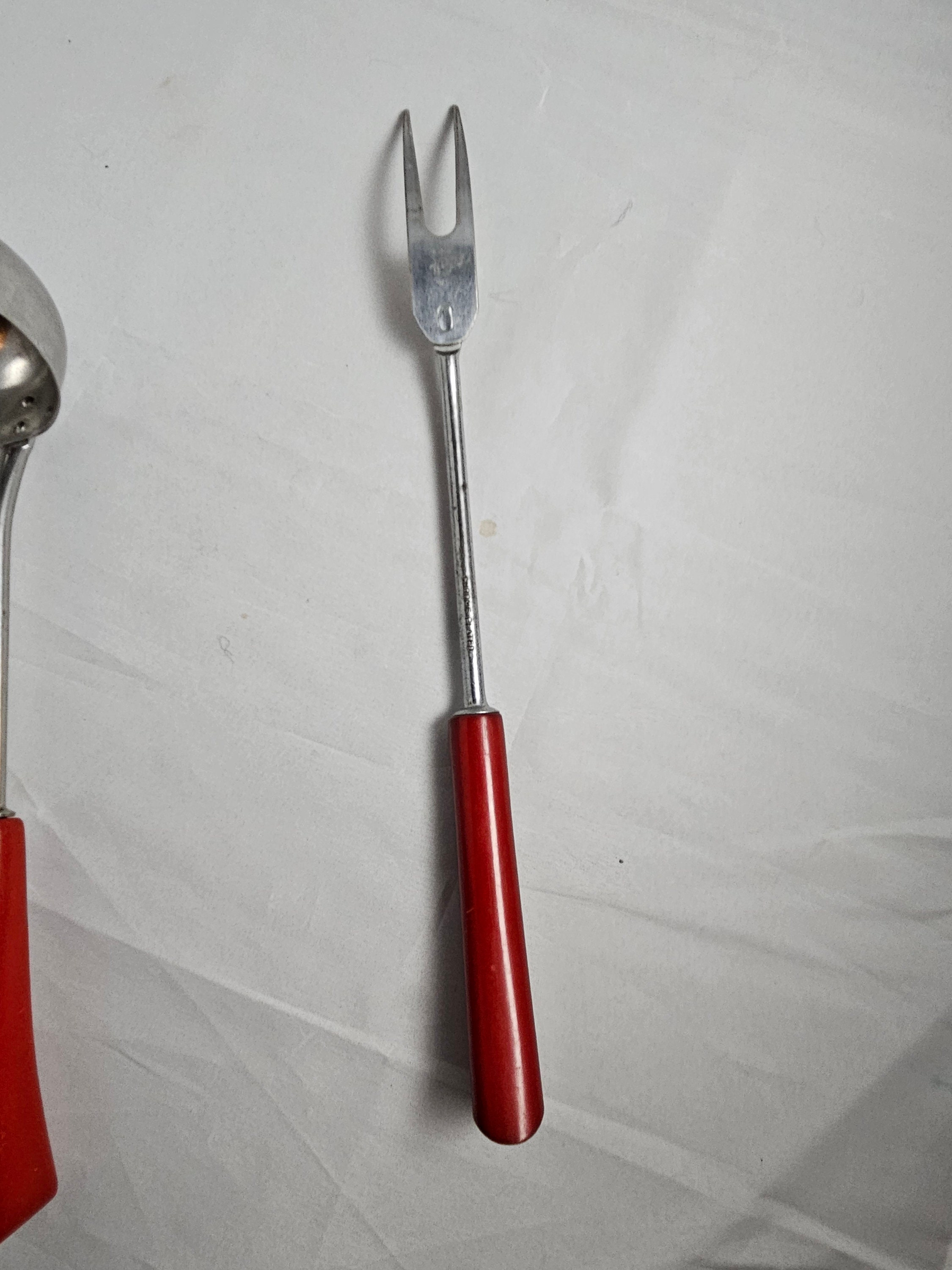 40s 50s Vintage Ekco Red Bakelite Handled Serving Utensils MCM - Etsy