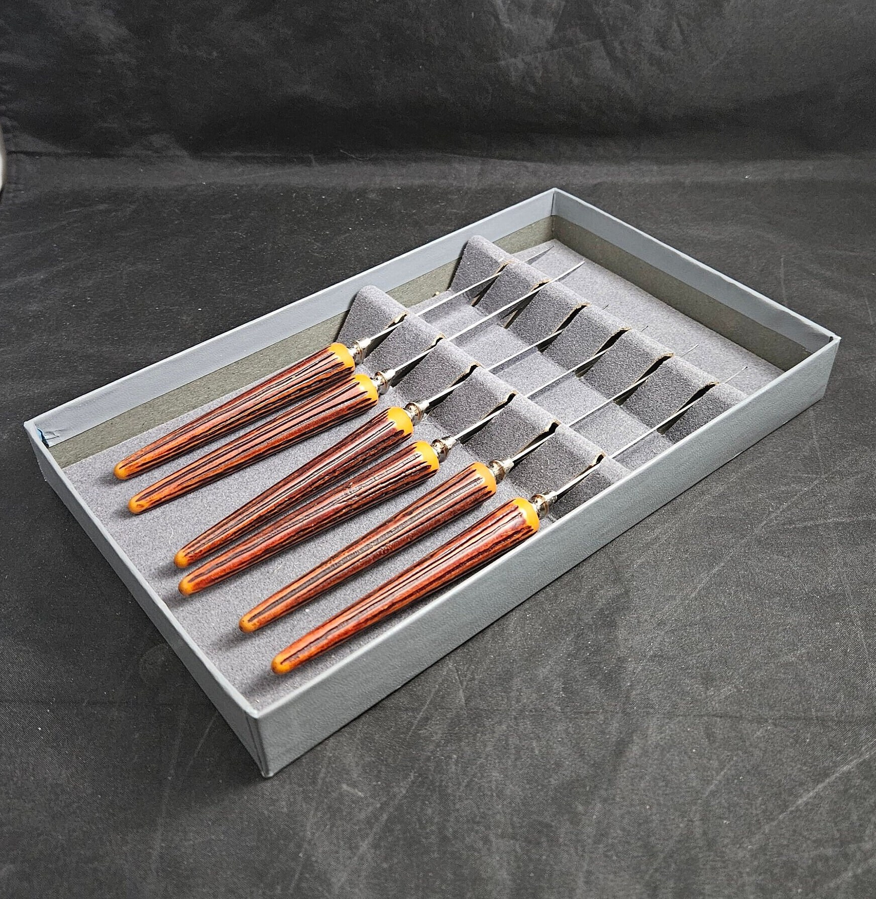 Vintage Sheffield England Bakelite Knives Faux Carved Wood Stag Horn ...