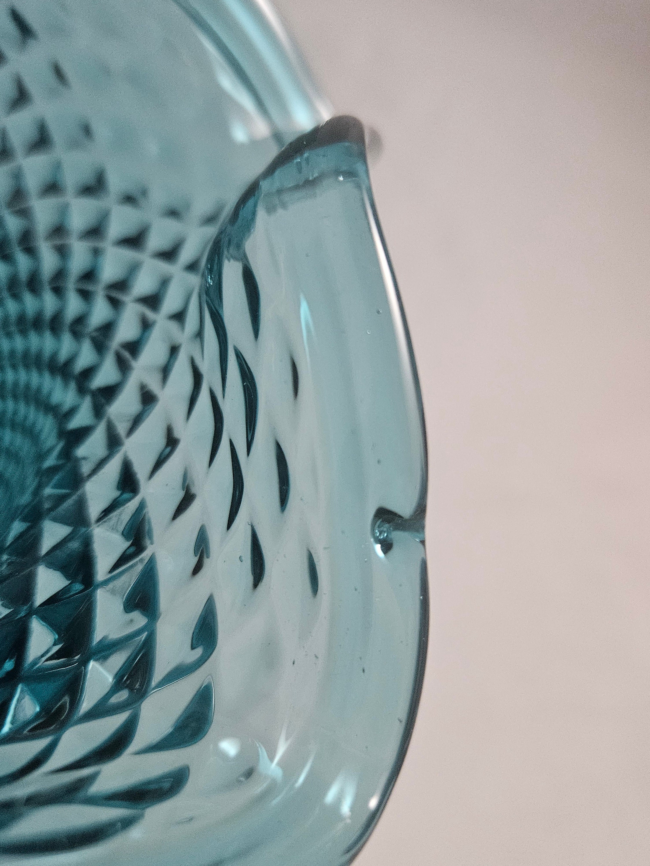 Vintage 1940s Ivima Glass Co Blue Diamond Teal Pedestal Compote Portugal Etsy