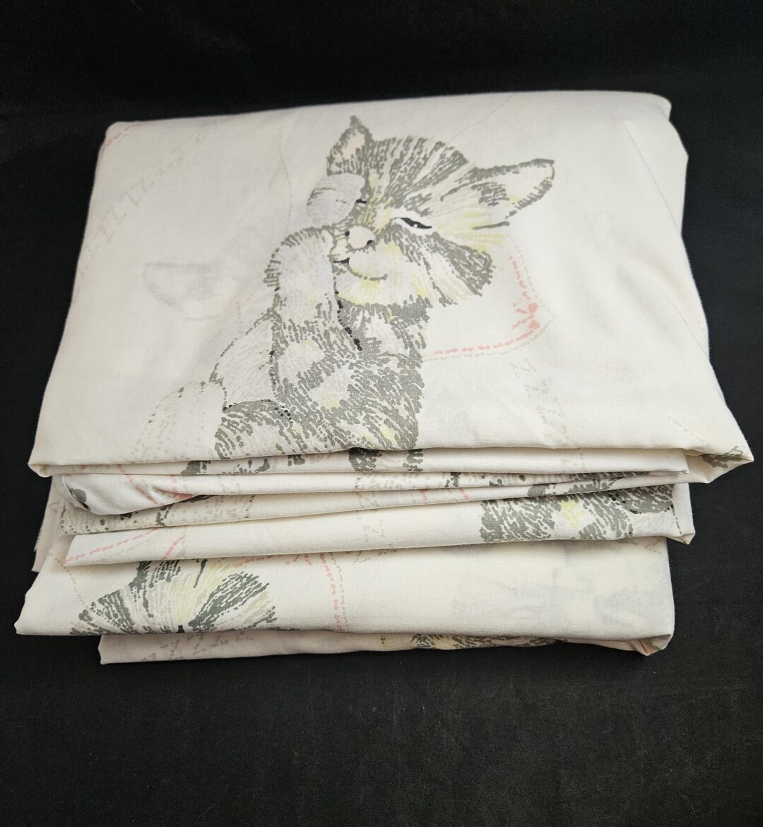 Vintage SEARS ROEBUCK Chessie the Cat Full Flat and Fitted Sheets ...