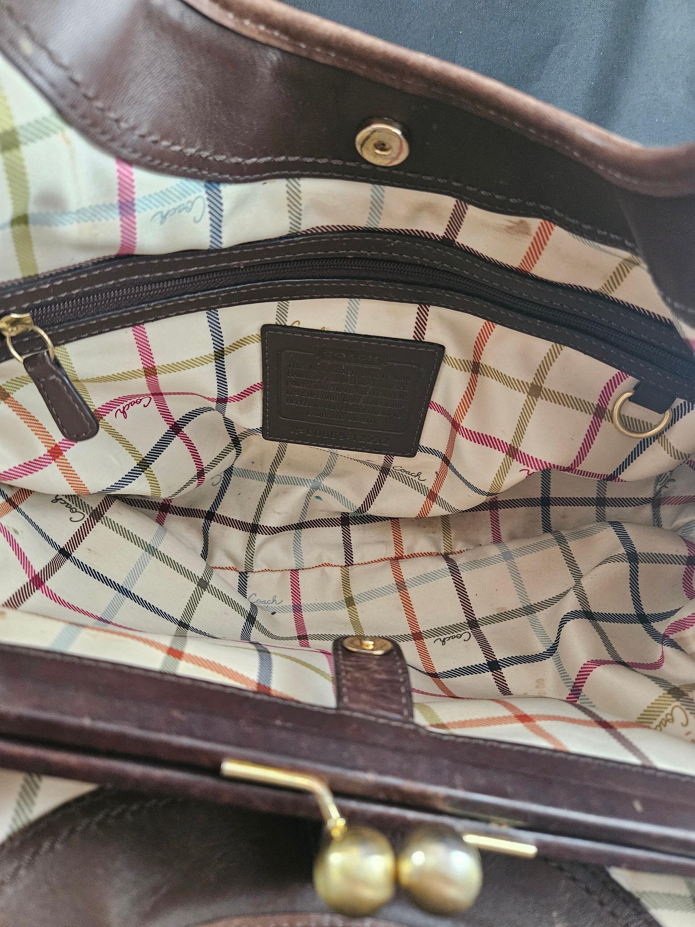 Coach Signature Ergo Shoulder Handbag B0869-12232 Purse Brown Kisslock ...