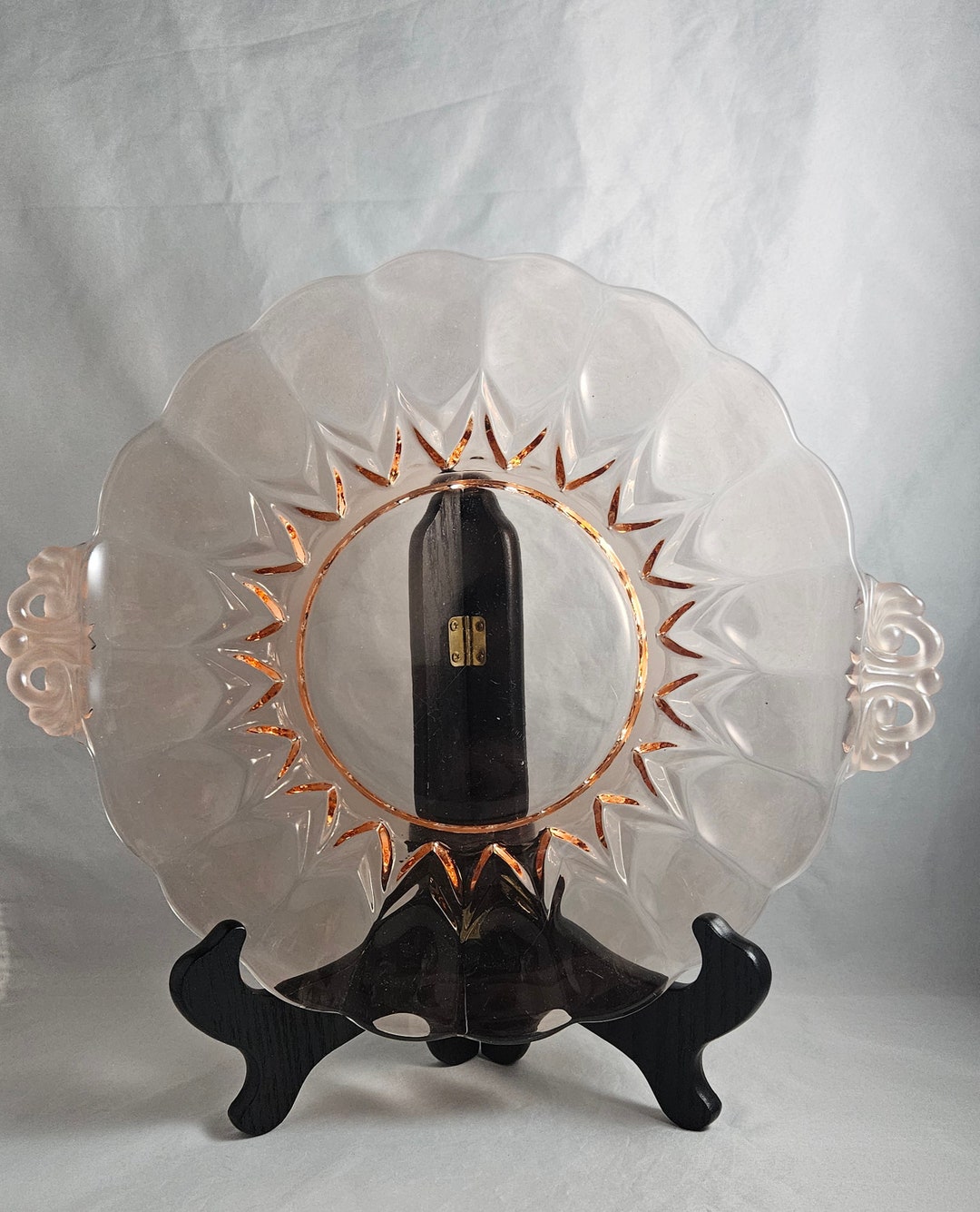 Depression Glass Pink Platter With Handles Gorgeous Gift Idea Spring ...