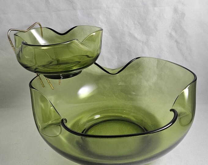 Vintage Avocado Green Anchor Hocking Chip and Dip Bowl - Etsy
