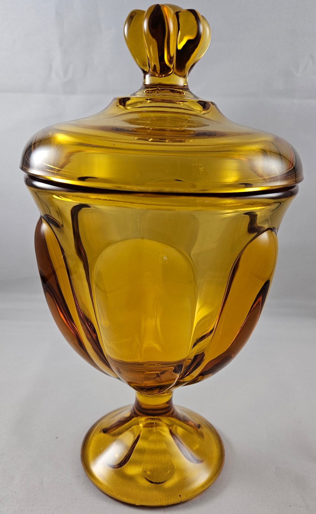 Viking Glass Epic Amber Candy Dish With Lid, Vintage 8" Viking Six ...