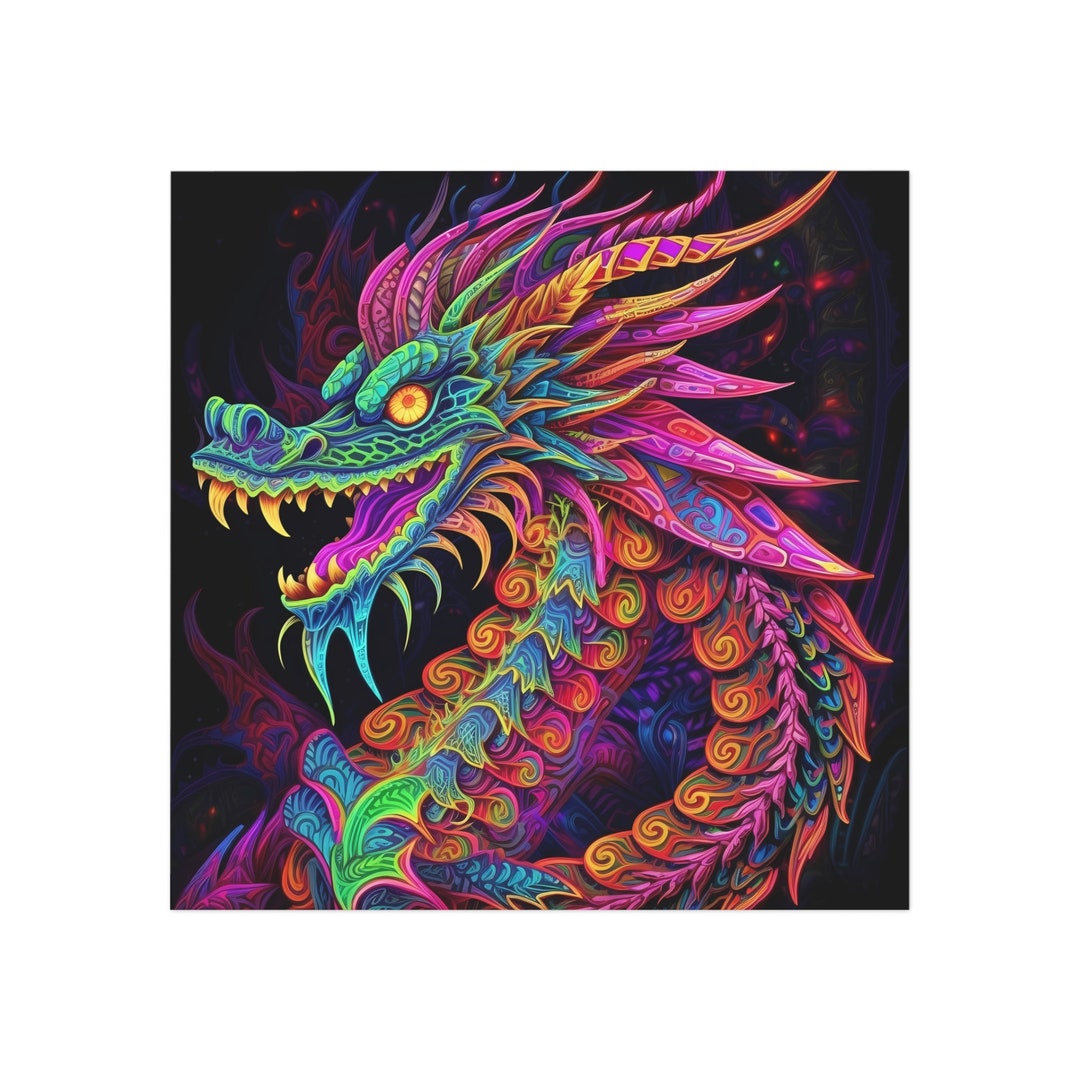 Neon Dragon Square Magnet high Quality Magnet home - Etsy
