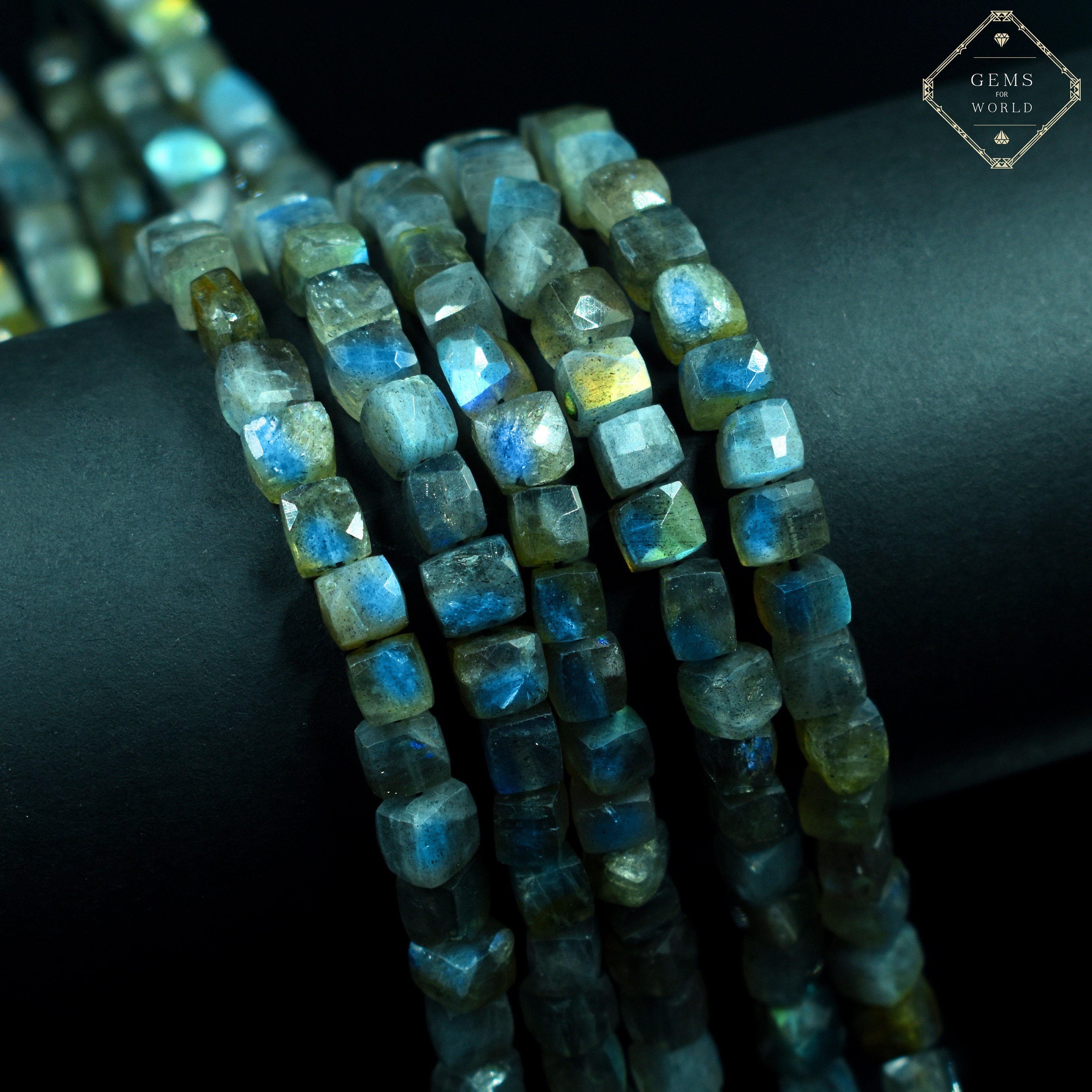 Natural Labradorite Cube Shape Beads, AAA Quality 6mm Labradorite Beads ...