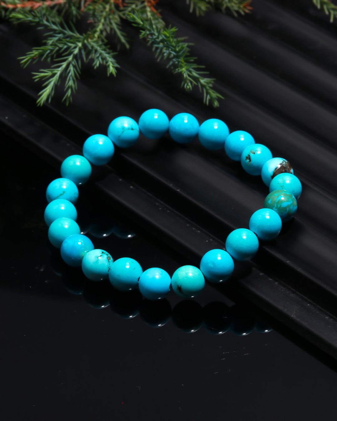 Natural Turquoise Bracelet of 8mm Bead, Genuine Turquoise/firoza ...