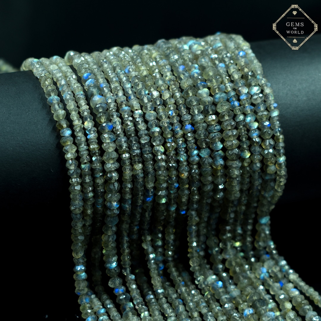 Natural Labradorite Faceted Rondelle Beads, AAA Quality 4mm Labradorite ...