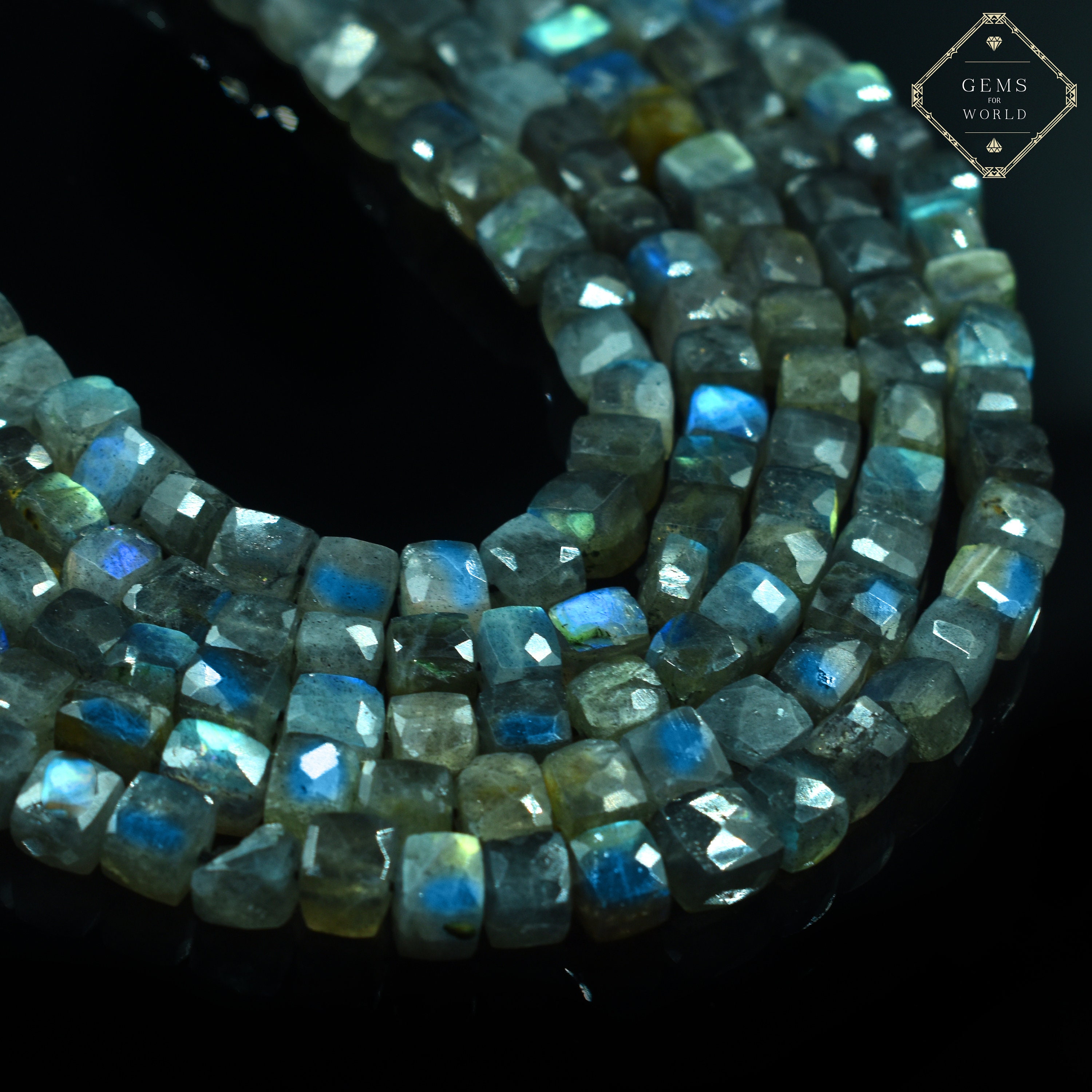 Natural Labradorite Cube Shape Beads, AAA Quality 6mm Labradorite Beads ...