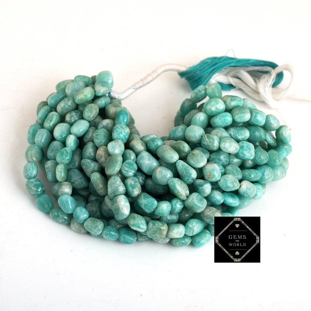 Natural Blue Amazonite Smooth Nugget Shape Gemstone Beads,16"strand ...