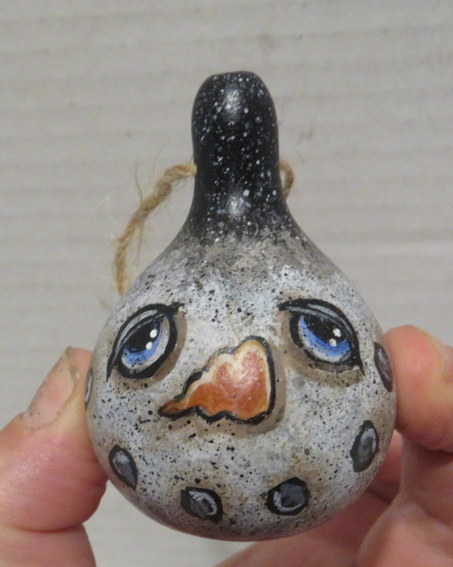Set of 3 Hand Painted Dried Gourd Snowman Ornaments OOAK Christmas - Etsy