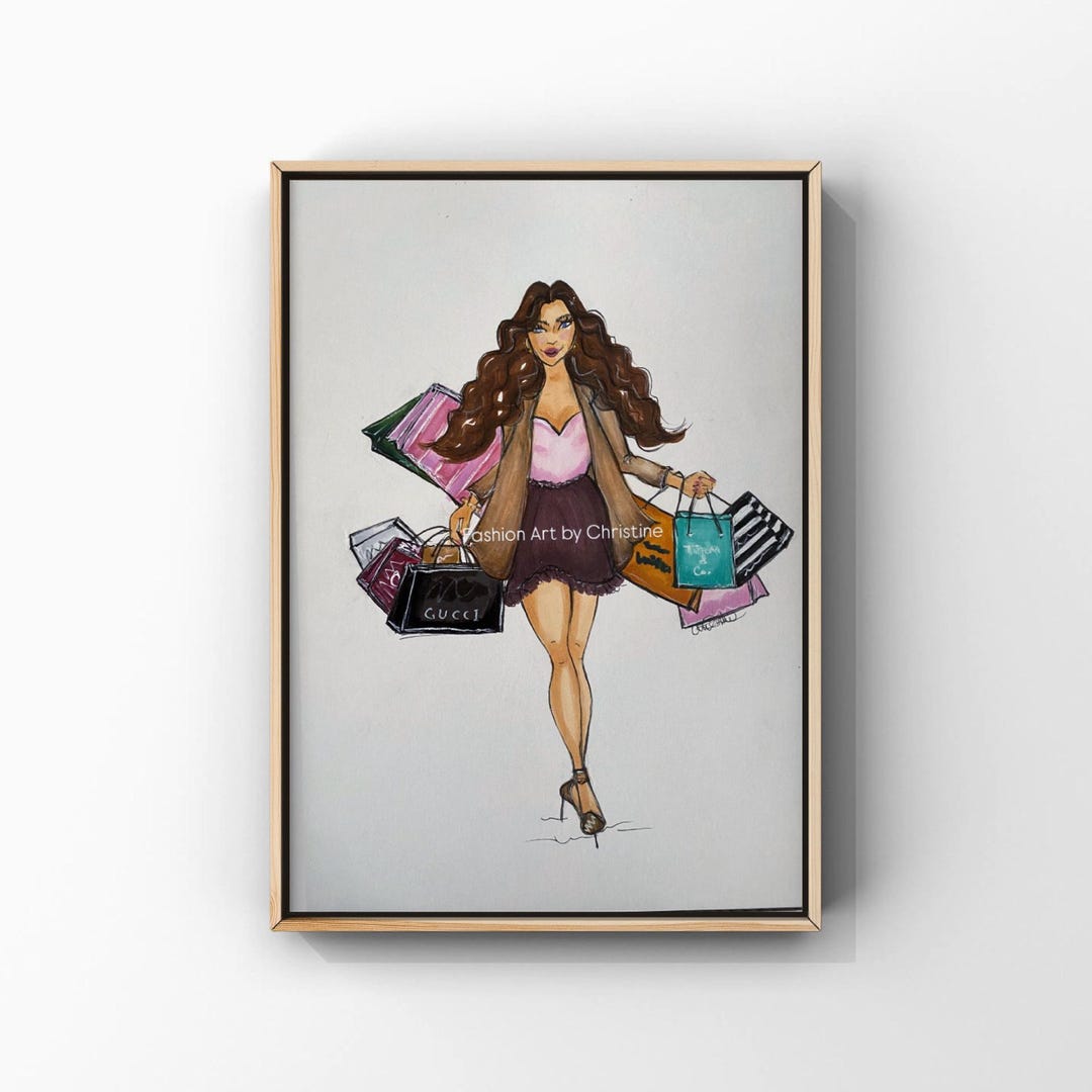 NYC Retail Therapy Girl Art Print - Etsy