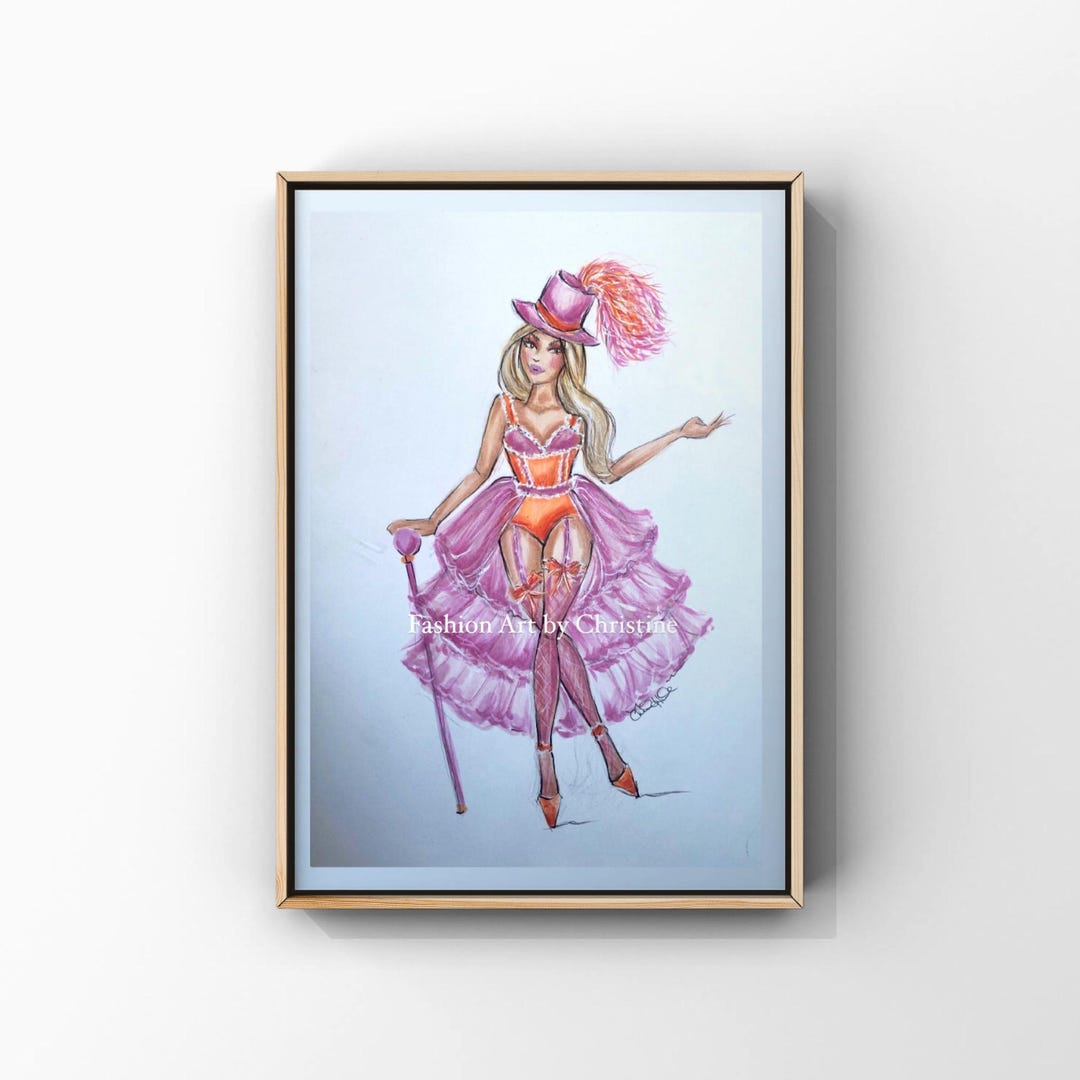 Burlesque Girl Art Print: Hand Drawn Fashion Illustration - Etsy