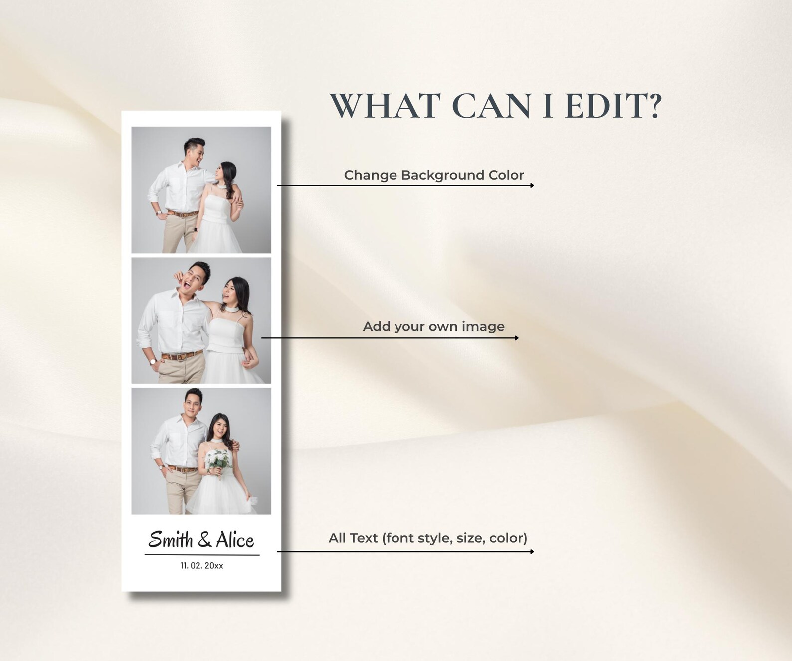 Wedding Photo Booth Strip Template Customizable Design Perfect Wedding ...
