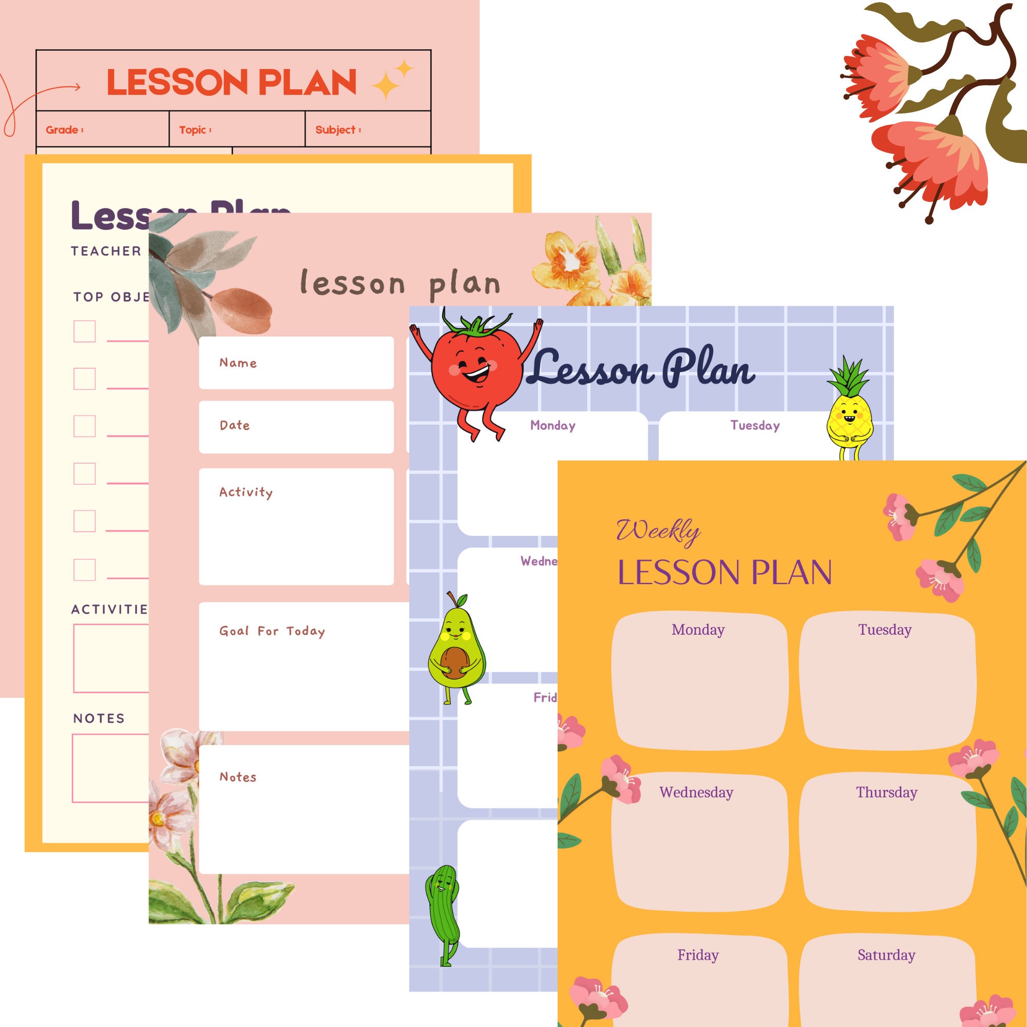 Beautiful Lesson Plan Template and Weekly Lesson Plan Template, Simple ...