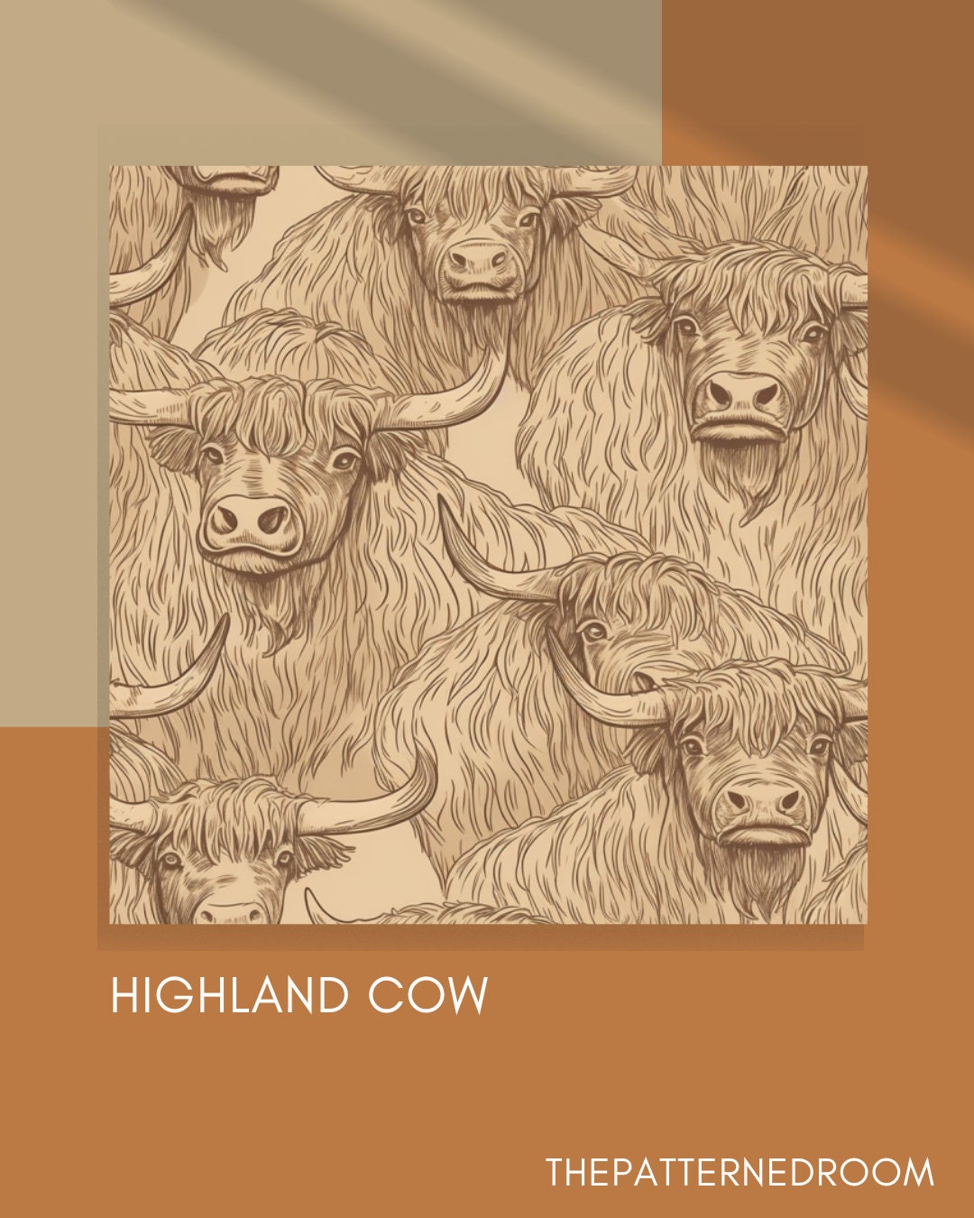 Highland Cow Seamless Pattern Thepatternedroom - Etsy