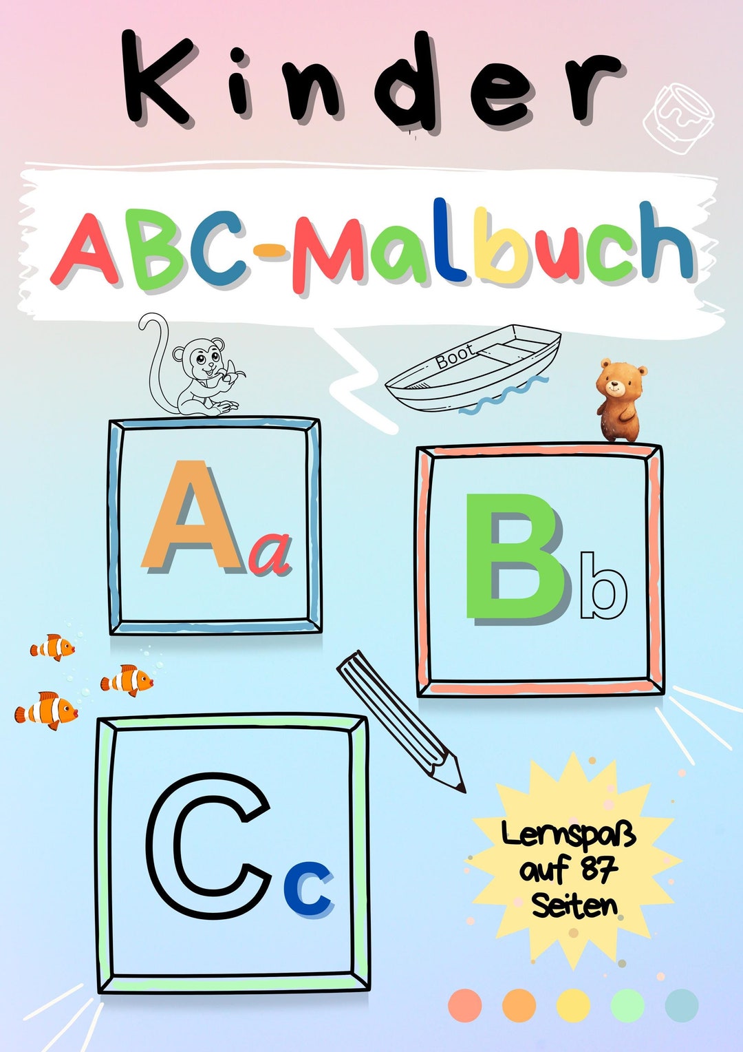 Children's ABC Coloring Book A4 Alphabet Coloring Book With Animals and ...