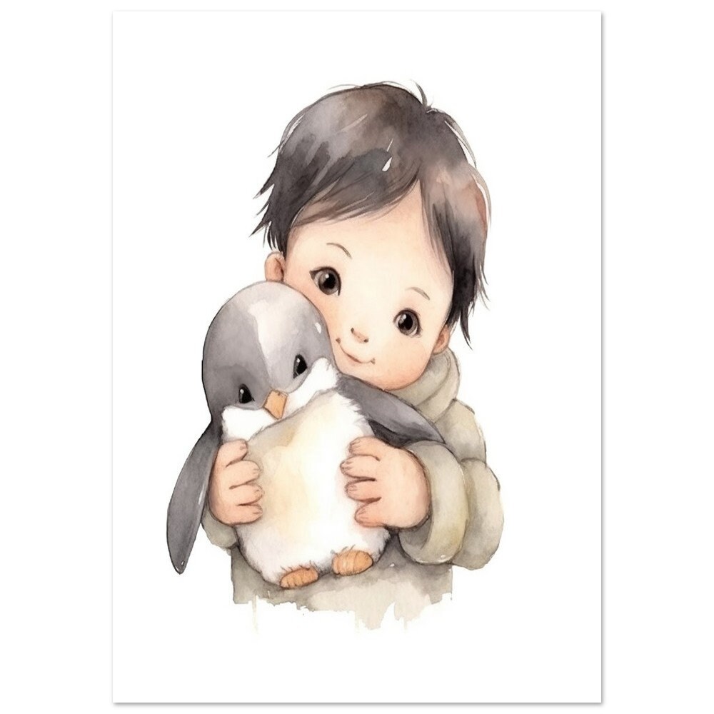 Children's Picture child With Stuffed Animal 2 Poster on Matte Premium ...
