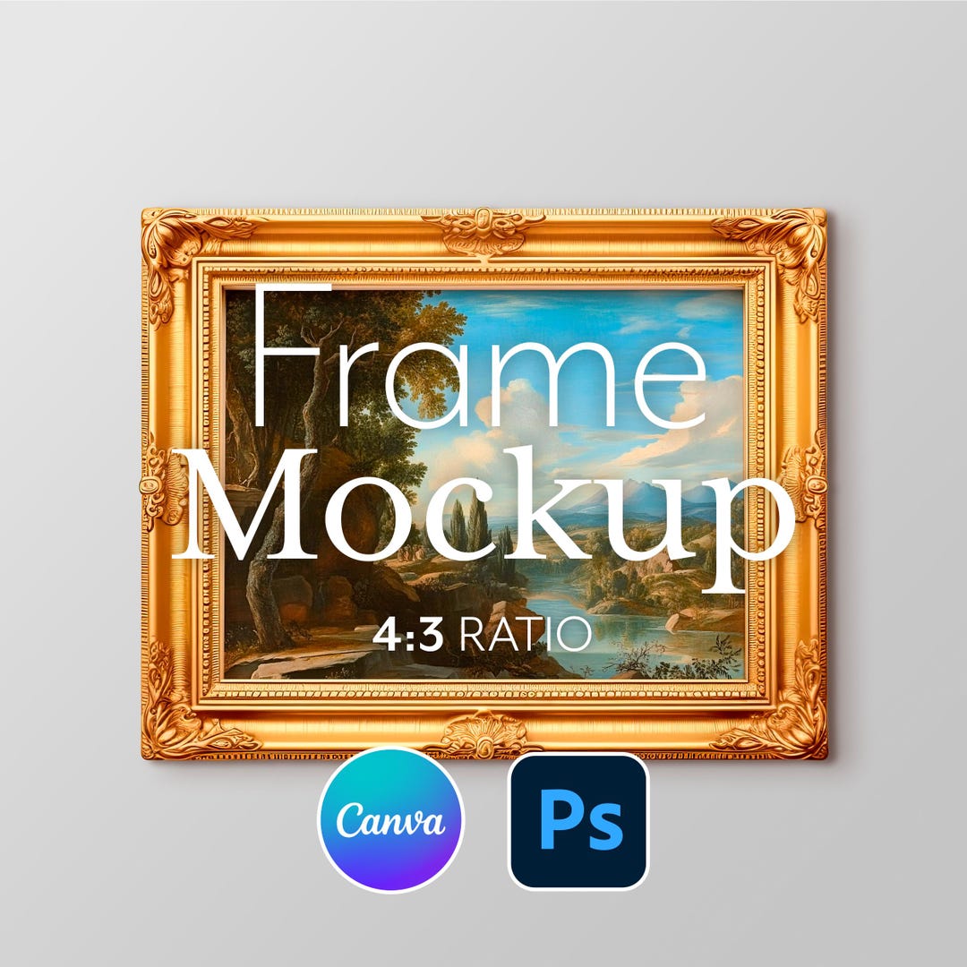Gold Frame Mockup, Antique Picture Frame Mockup With 4x3 Ratio ...
