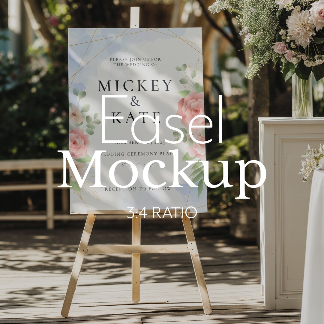Easel Sign Mockup, Wedding Sign Mockup, Photoshop Template for Canvas ...