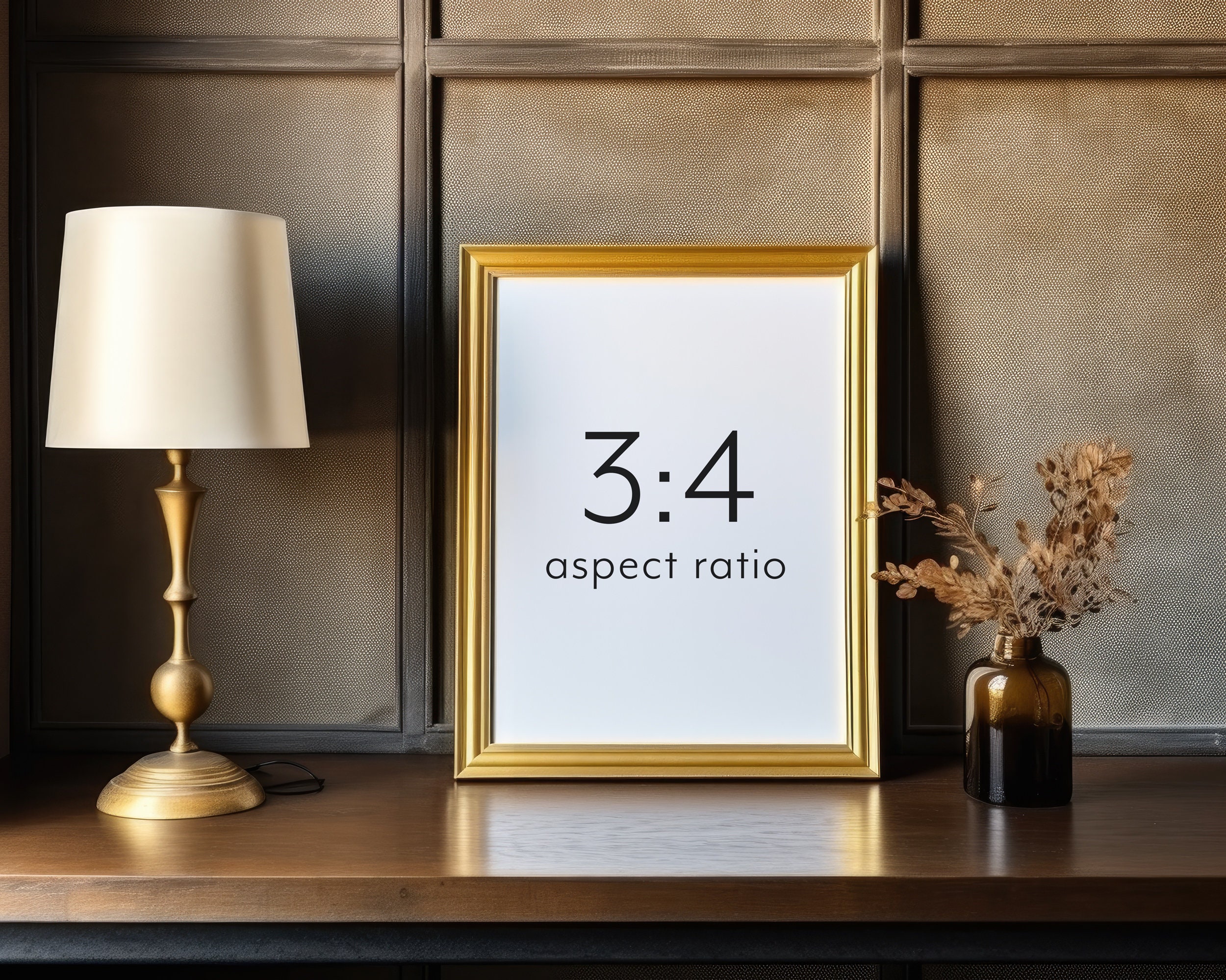 Frame Mockup, Classic 3x4 Gold Frame Against Vintage Study Backdrop ...