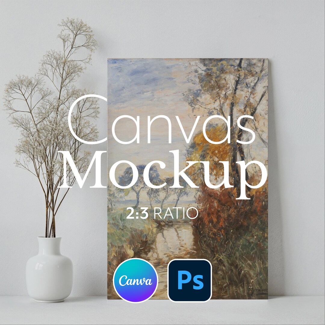 Canvas Mockup, Unframed 2x3 Canvas Against Neutral Gray Wall, PSD + JPG ...