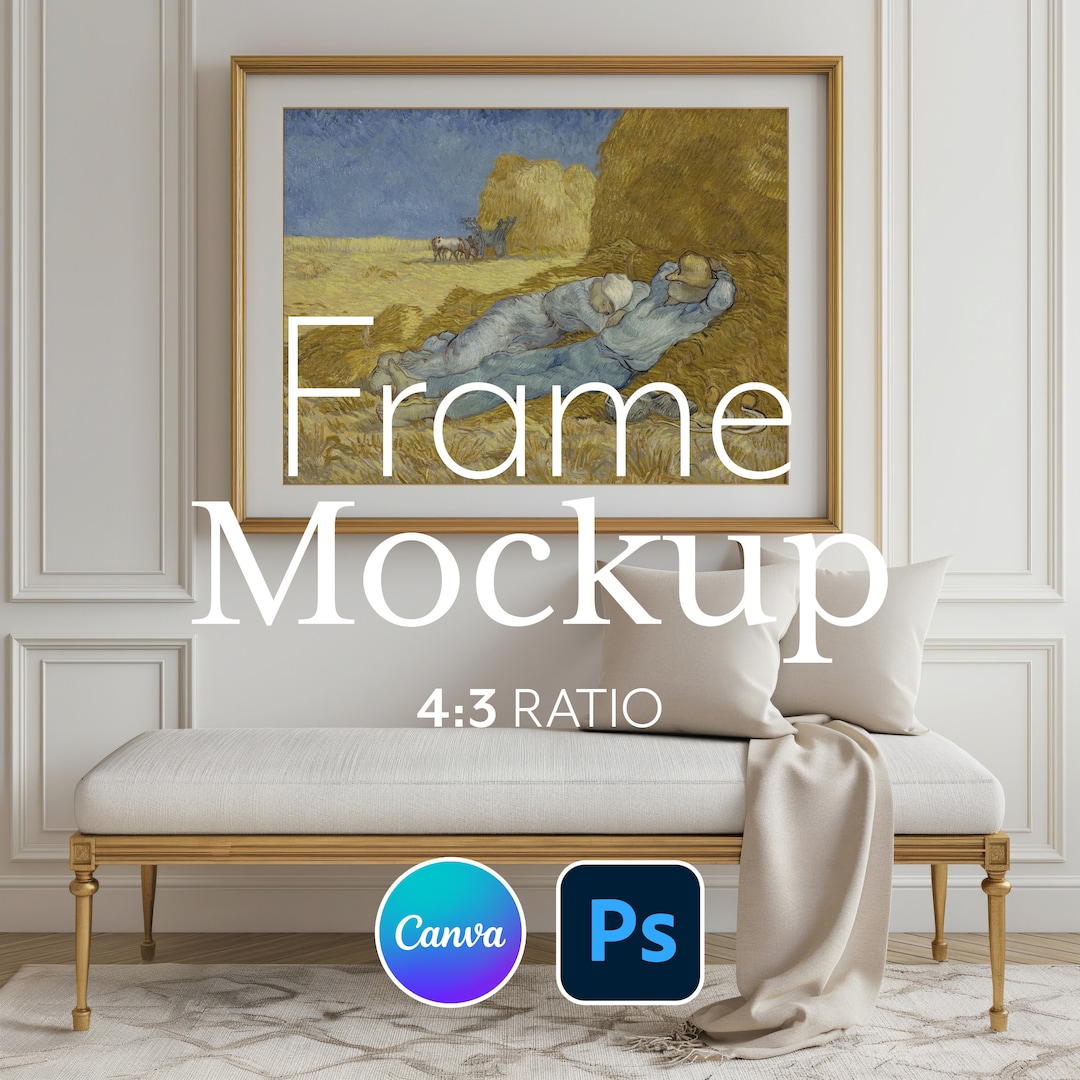 Gold Frame Mockup: 4x3 Horizontal With Mat Board (photoshop File) - Etsy