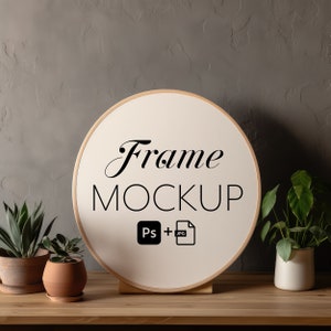 Round Frame Mockup, Circle Shape Light Wood Frame Mockup, Easy PSD ...
