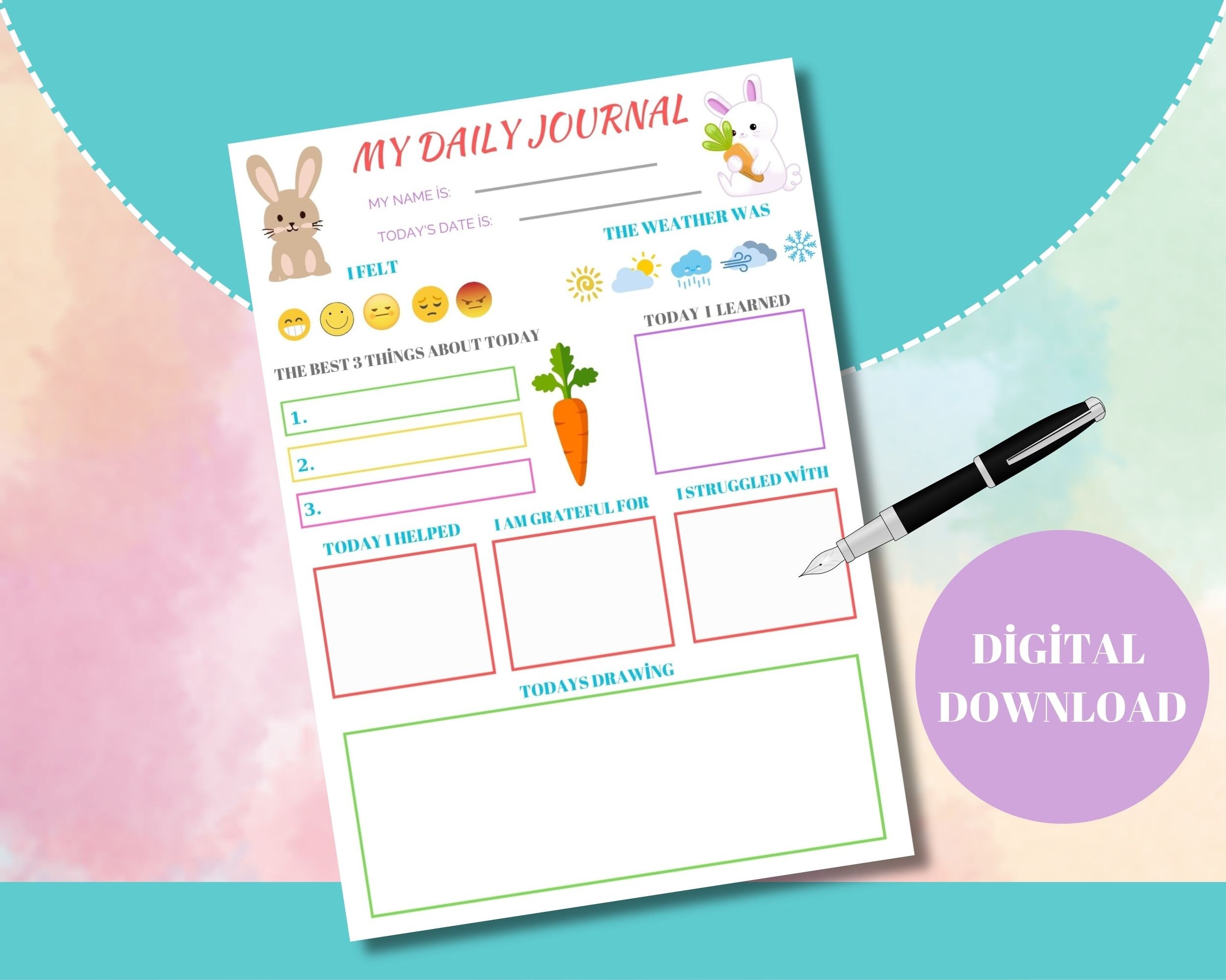 Kids Daily Journal Printable | Journal for Kids | Diary for Children ...