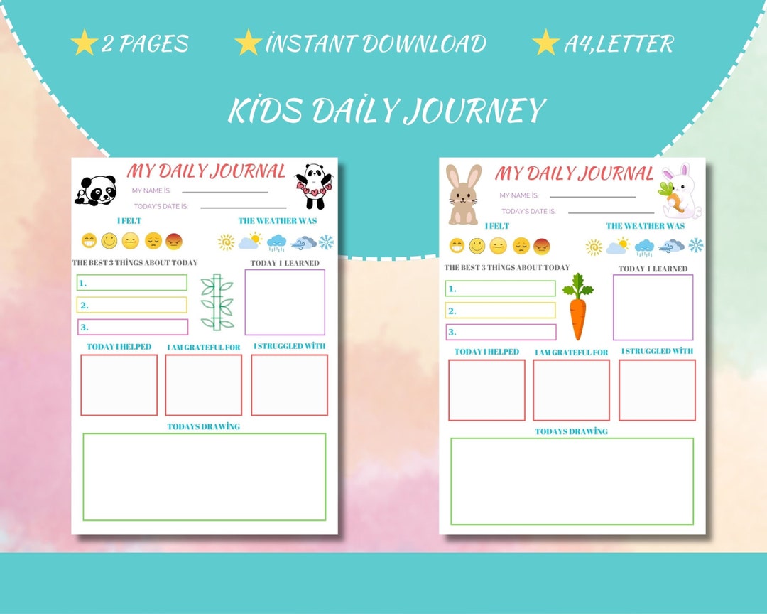 Kids Daily Journal Printable | Journal for Kids | Diary for Children ...