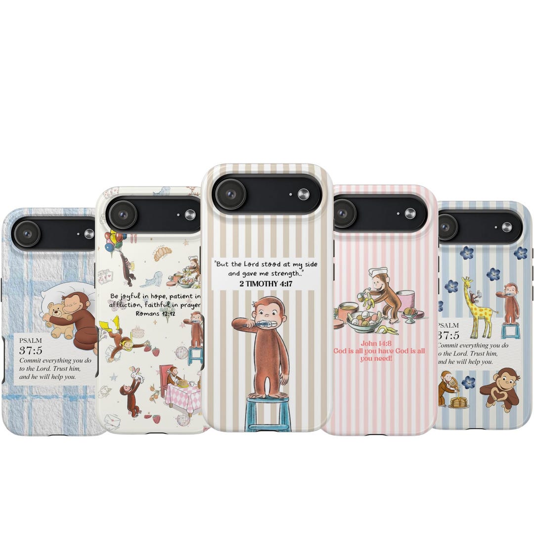 Monkey & Stripes iPhone Case, Christian Bible Verse, Impact Resistant ...