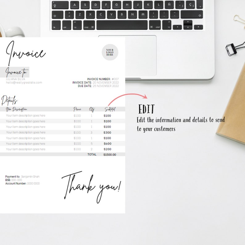 Order Form Template Editable Invoice Template Editable Small Business ...