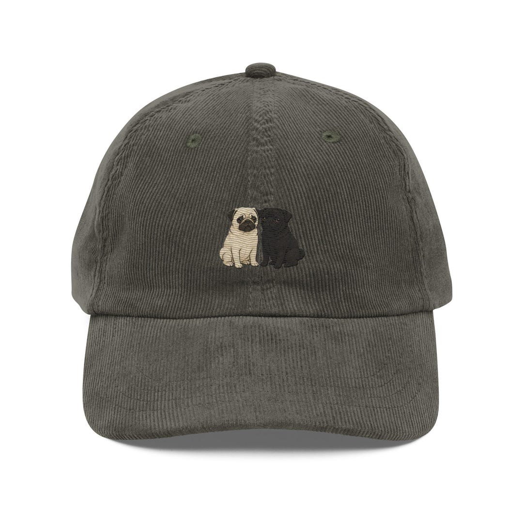Pug Embroidered Lovable Pet Pug Corduroy Dad Hat | Dog Lover Accessory ...